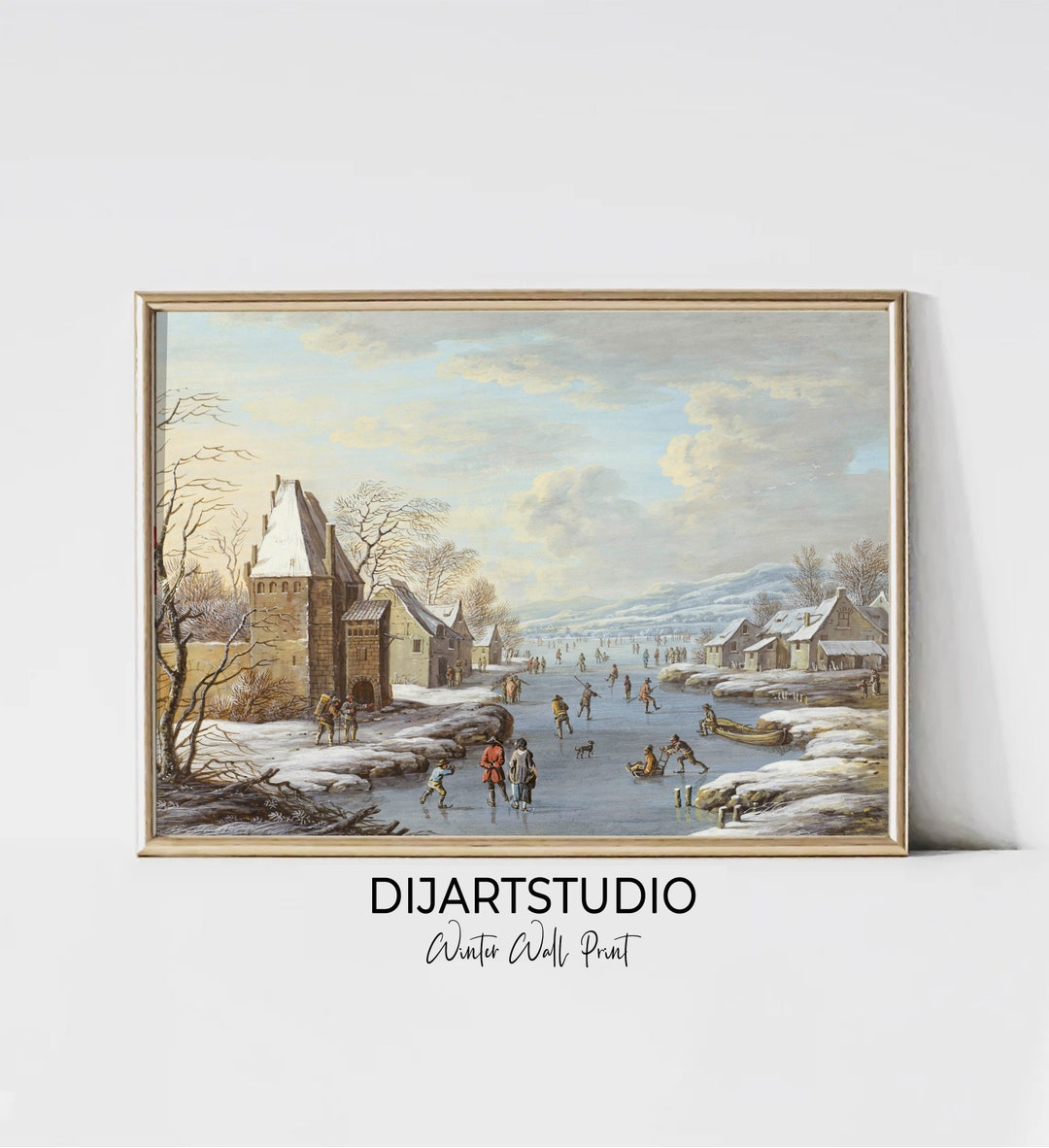 Vintage Ice Skating Print | Winter Print | Winter Scene Wall Art ...
