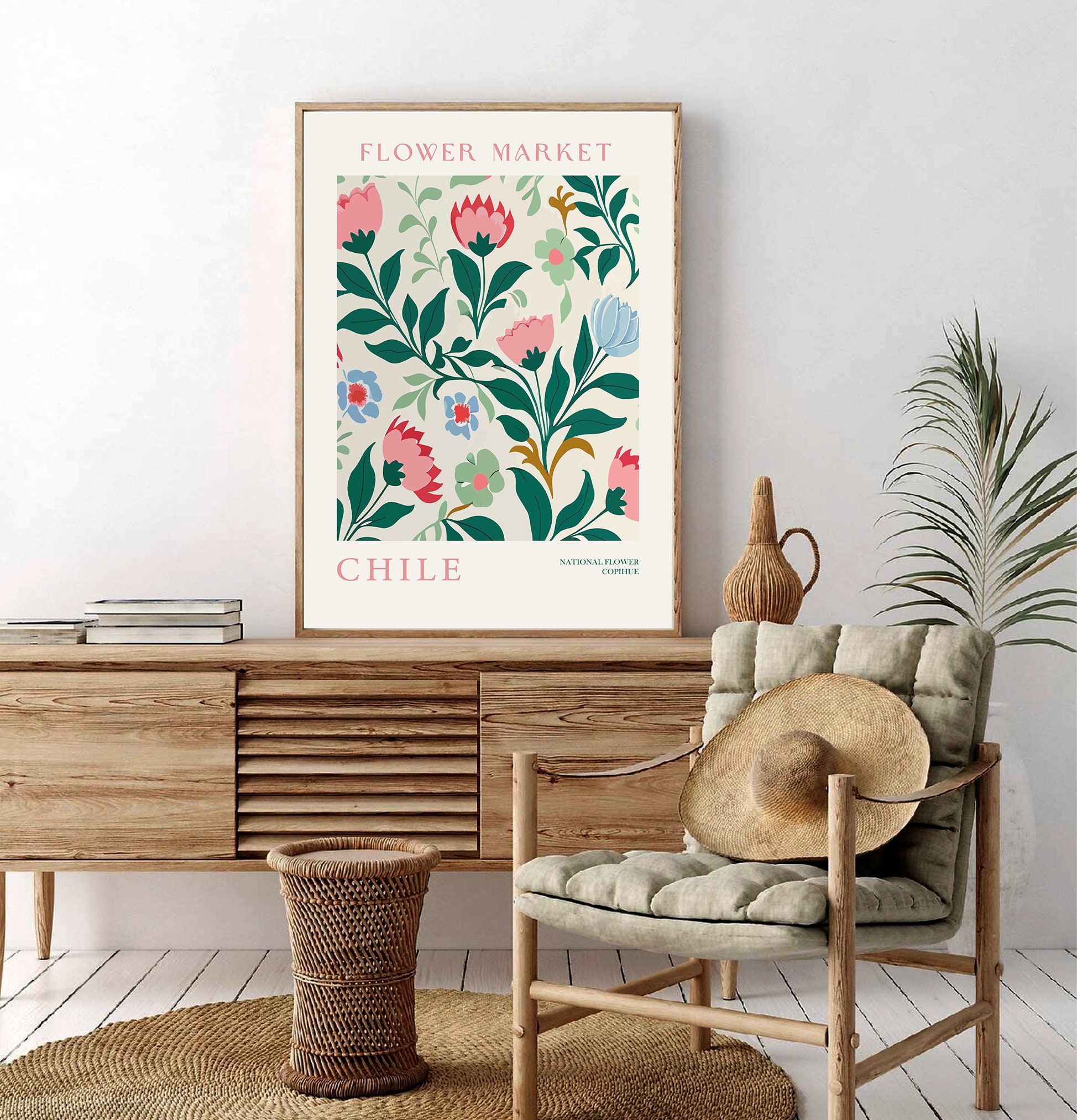 Chile National Flower Chile Flower Market Art Print Cophihue - Etsy