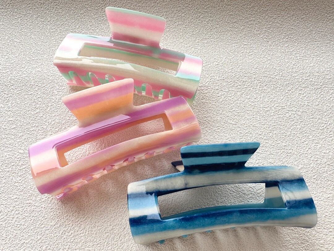 Multi-colored Jumbo Claw Clip,rectangle Hair Clips,claw Clips for Women ...