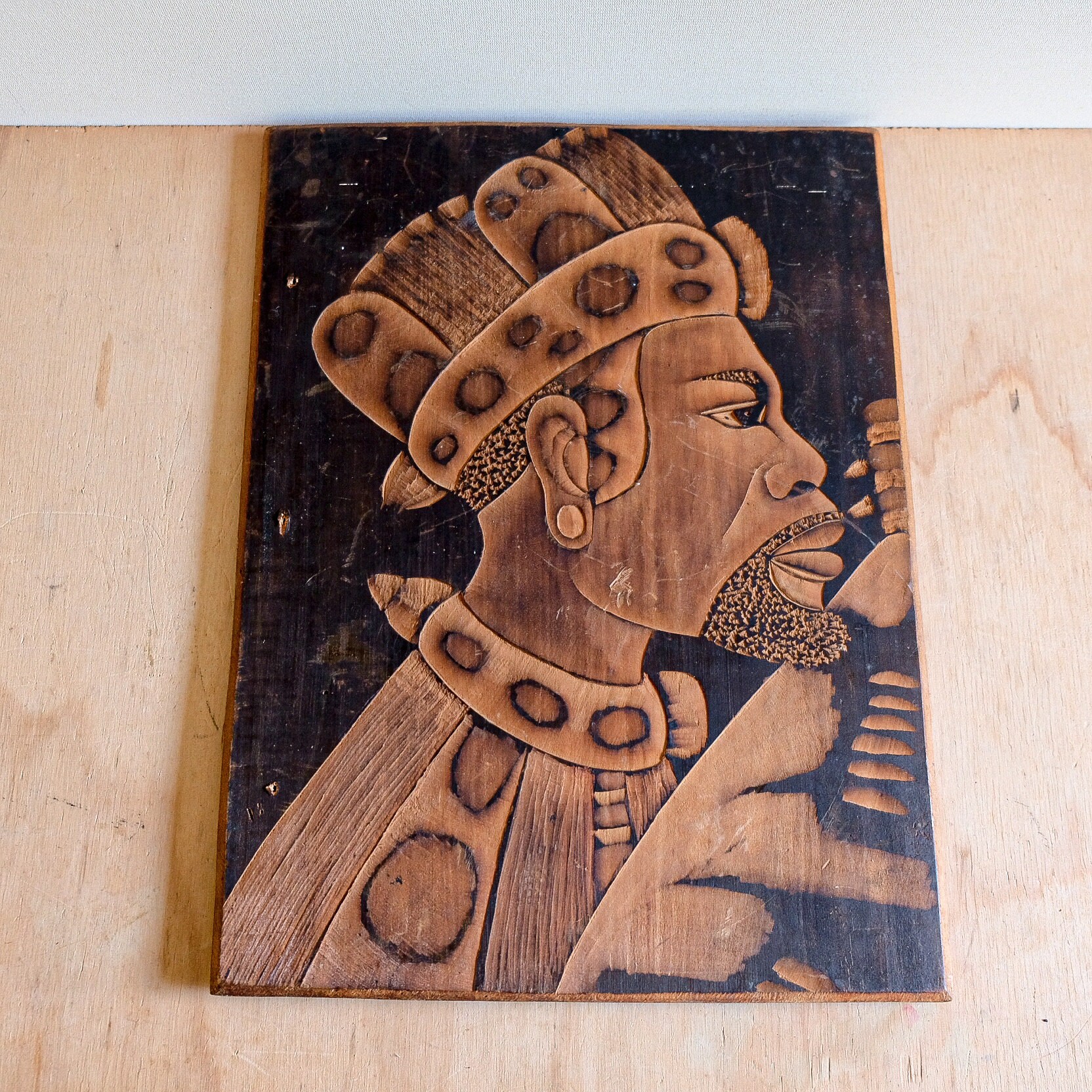 Vintage Pyrography of African Man Art/wood Burned Wall Hanging - Etsy