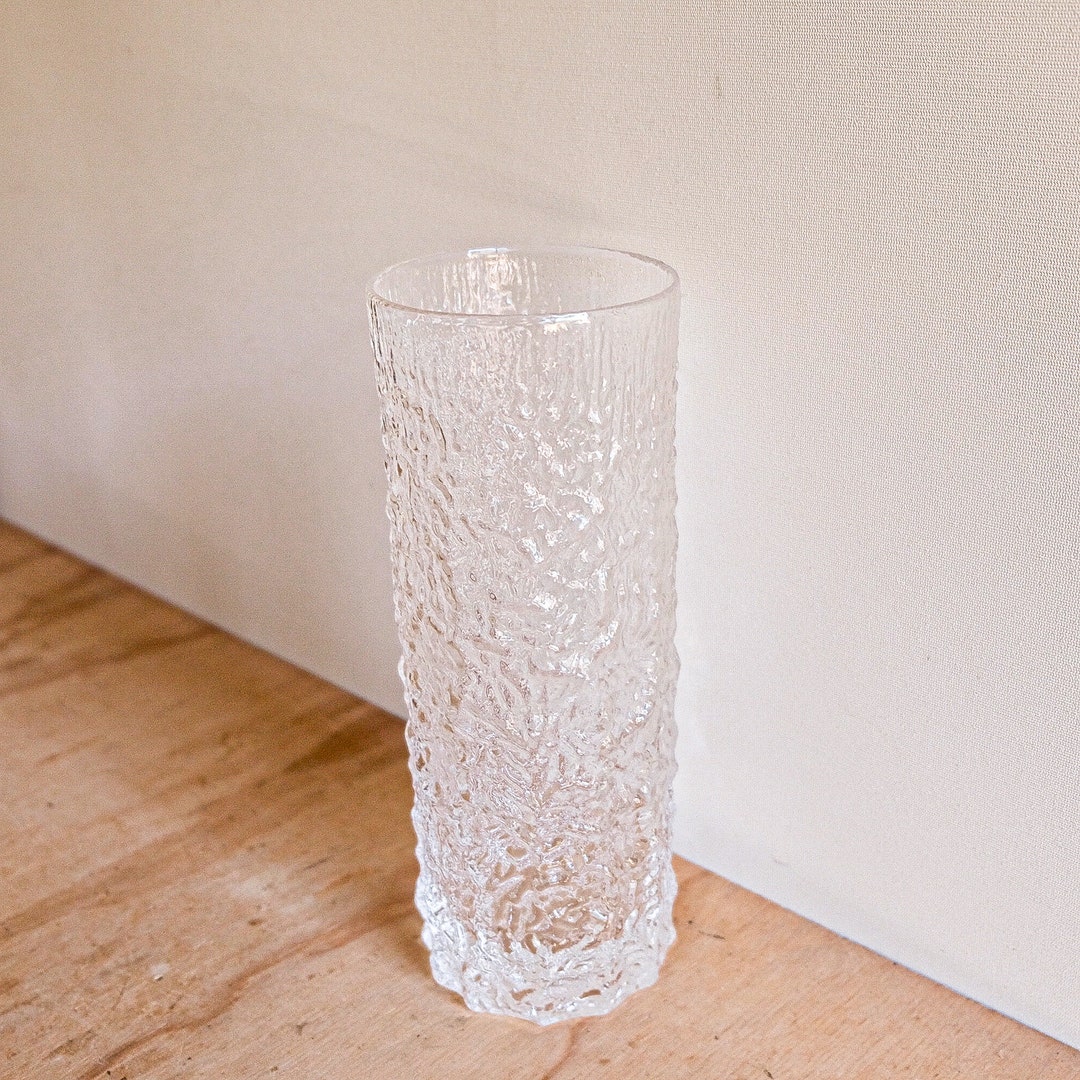 Large Vintage Bark Textured Glass Flower Vase/vessel - Etsy