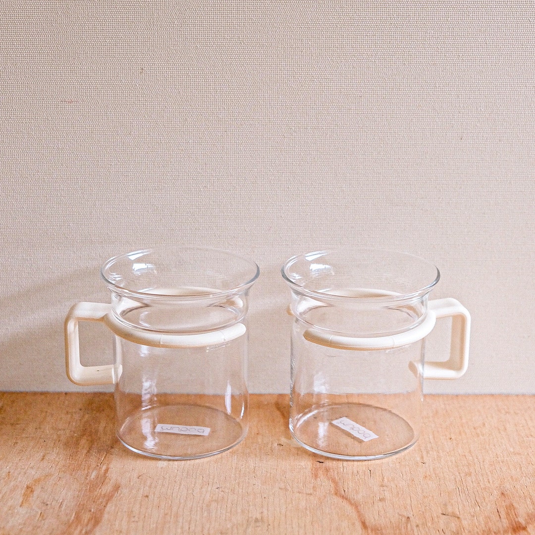 Pair of Bodum Bistro Glass Mugs With White Plastic Handles/danish ...