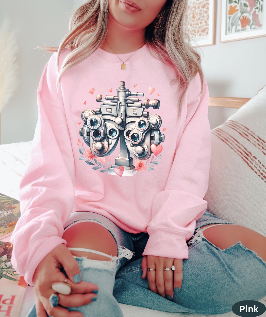 Optometry Valentines Day Shirts, Floral Phoropter Valentines Sweater ...