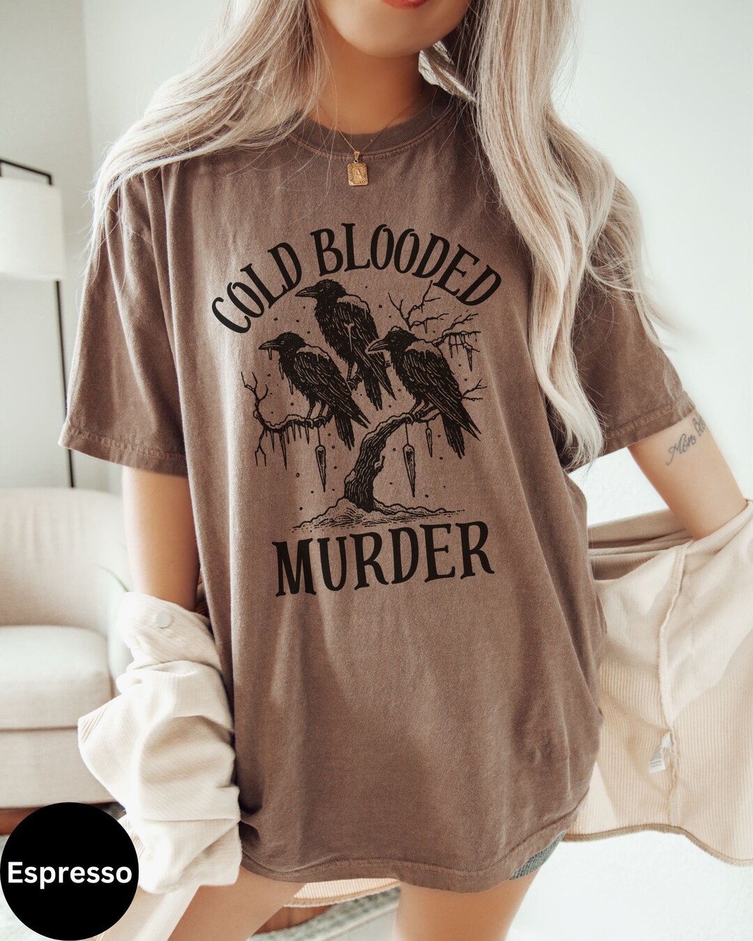 Cold-blooded Murder of Crows Halloween Shirt, Whimsigoth Person Gifts Hers, Witchy Crowcore ...