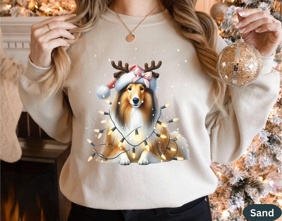 Sheltie Christmas Shirt, Dog Shirt Crewnecked, Dog Shirts Hers, Top Dog ...