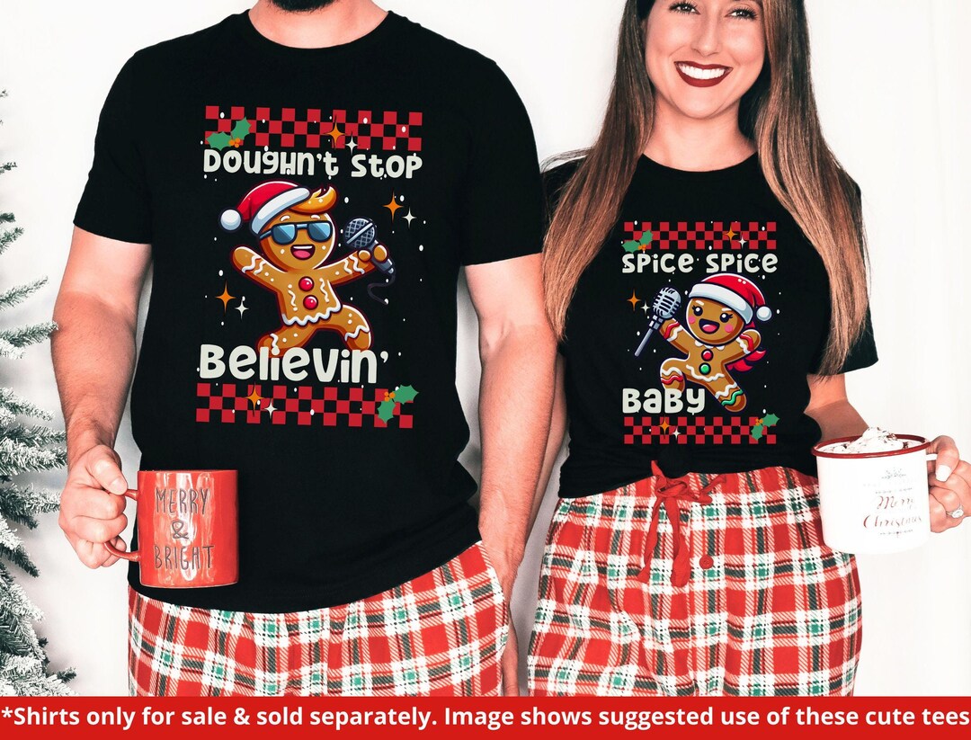 16 Gingerbread Christmas Pajamas Tops, Holiday Matching Pajamas ...