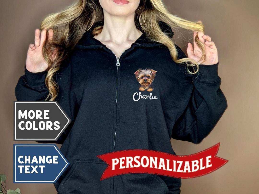 Custom Yorkie Shirts, Yorkie Gifts, Dog Mom Dad Zip Hoodie, Yorkie ...