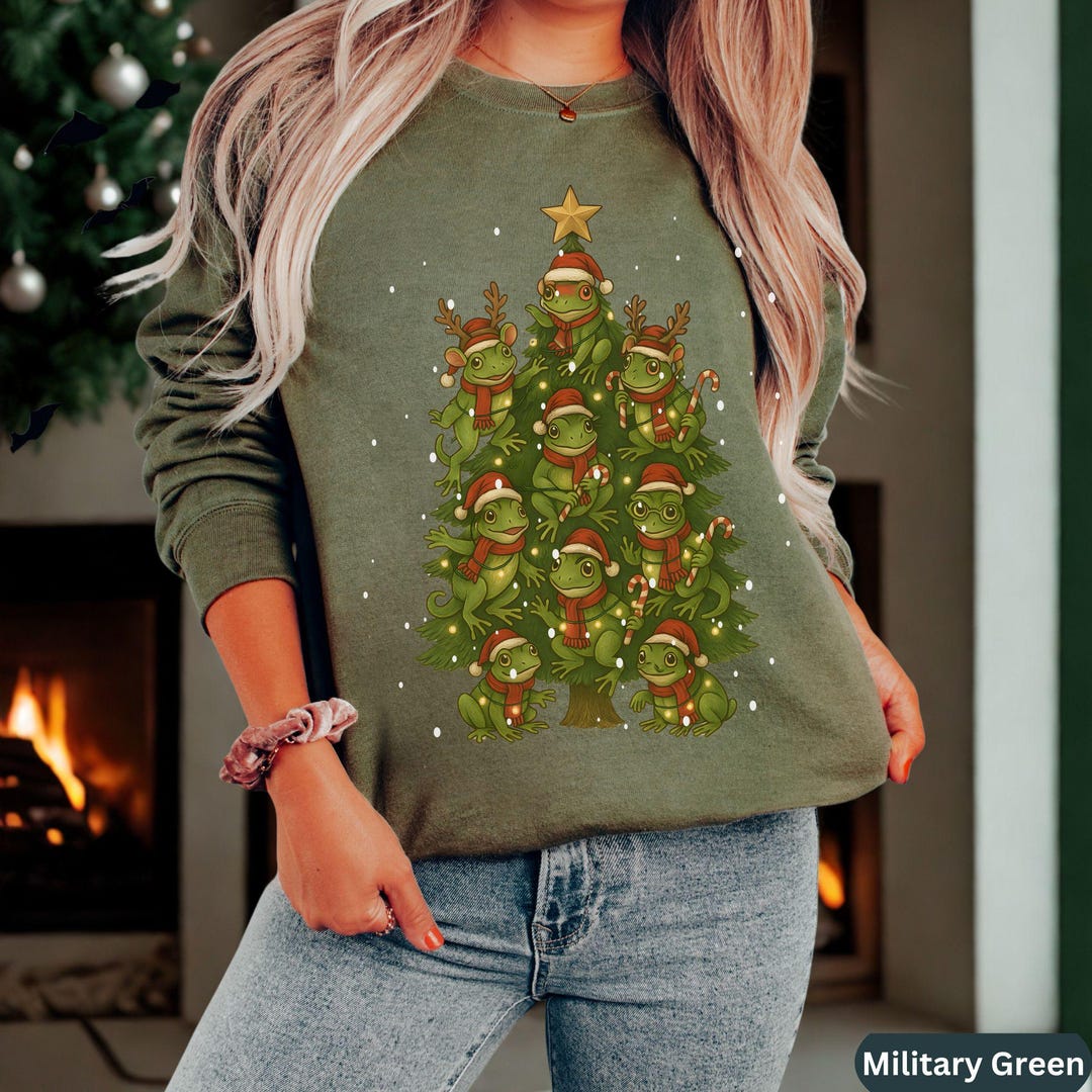 Funny Frog Shirt, Christmas Tree Sweatshirt, Animal Lovers Person ...