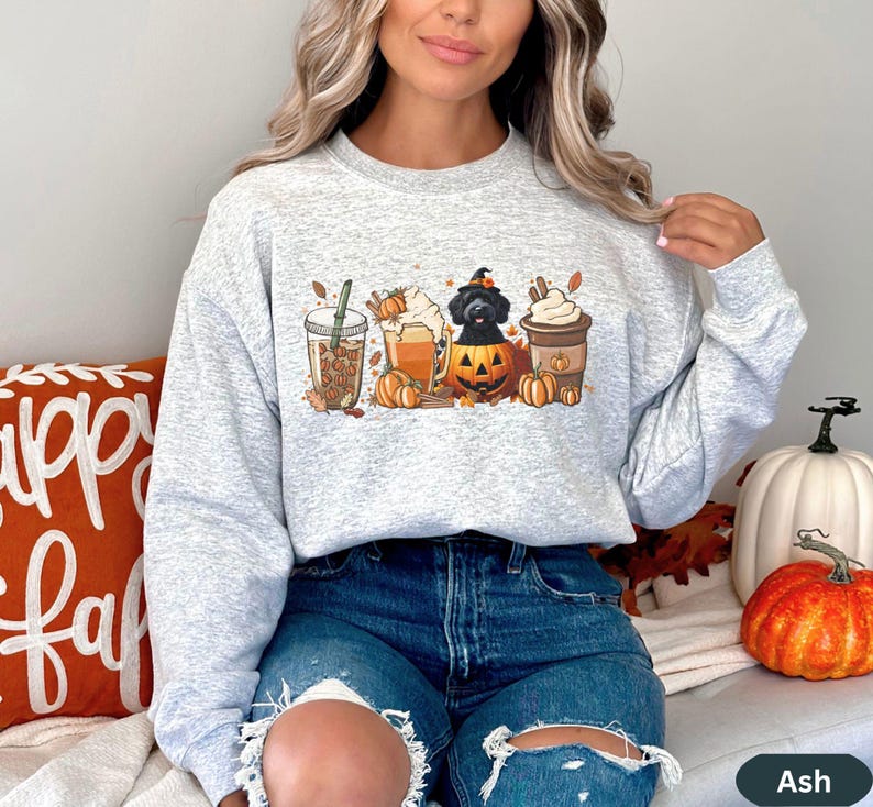 Goldendoodle Halloween Sweatshirt, Pumpkin Spice Coffee Dog Lover Gift ...