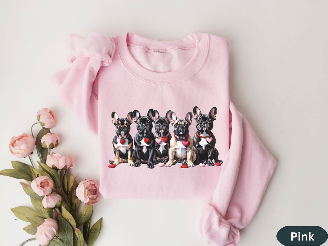 Frenchie Pink Bow Day Sweatshirt, French Bulldog Shirt for People Dog ...