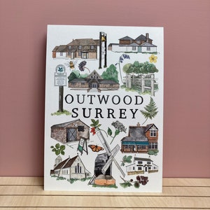 Surrey Art Surrey Map Outwood Surrey Village Art Print A4 Prints - Etsy