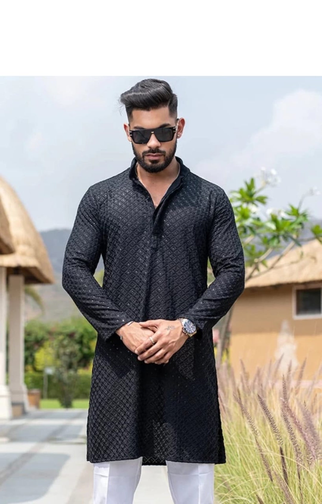 Men Black Chicken Kurta Men Outfit Kurta Cotton Kurta Pajama - Etsy