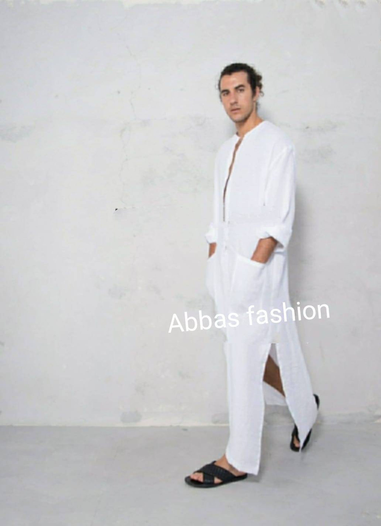 Men Linen Kaftan SPA MAN Black Coolloose Fit Tunic for Men - Etsy