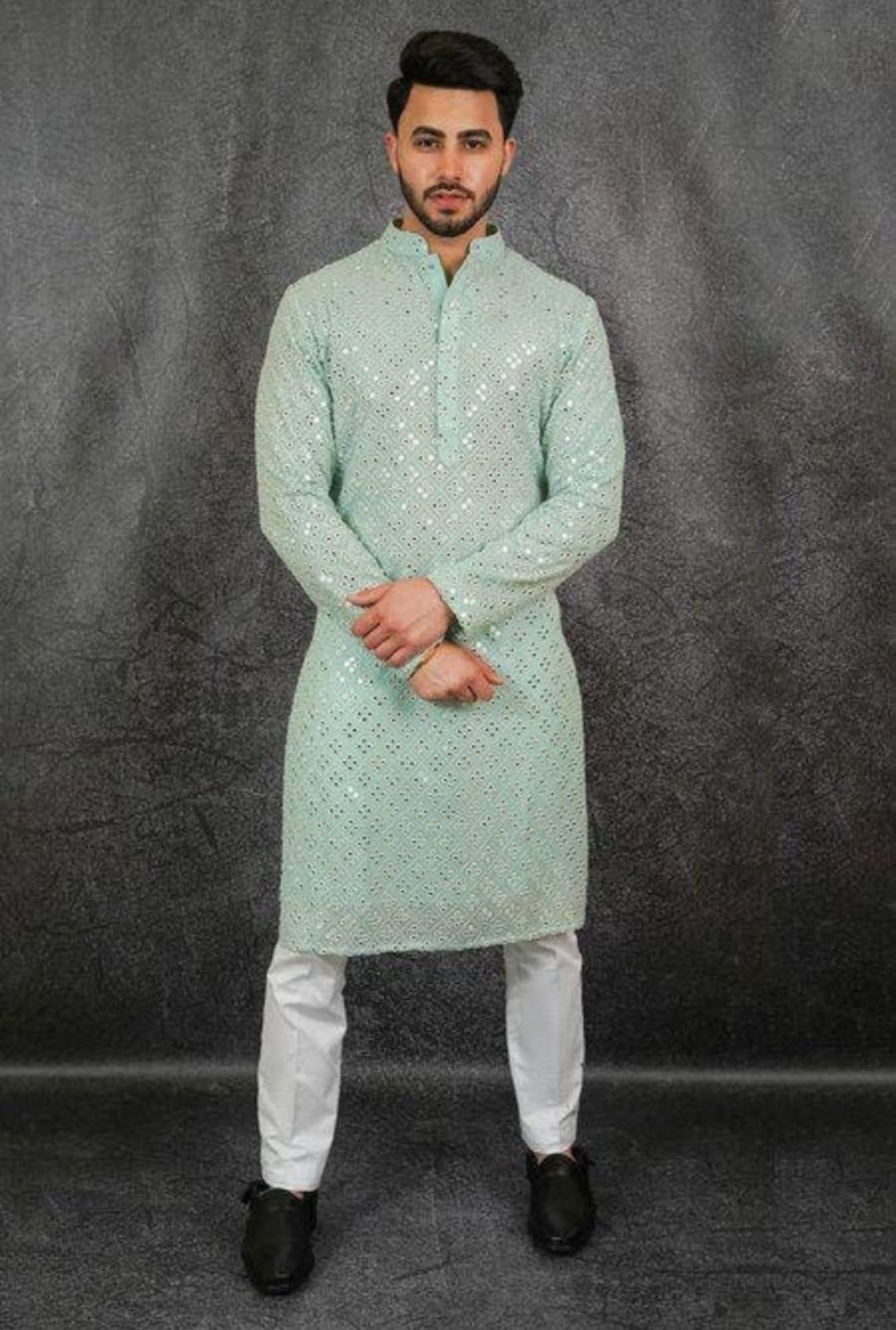 Mirror Work Mans Kurta Pajama Set, Kurta Pajama for Men, Man Outfit ...