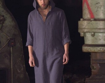 Men Linen Kaftan SPA MAN Black Cool,loose Fit Tunic for Men Pure Soft ...