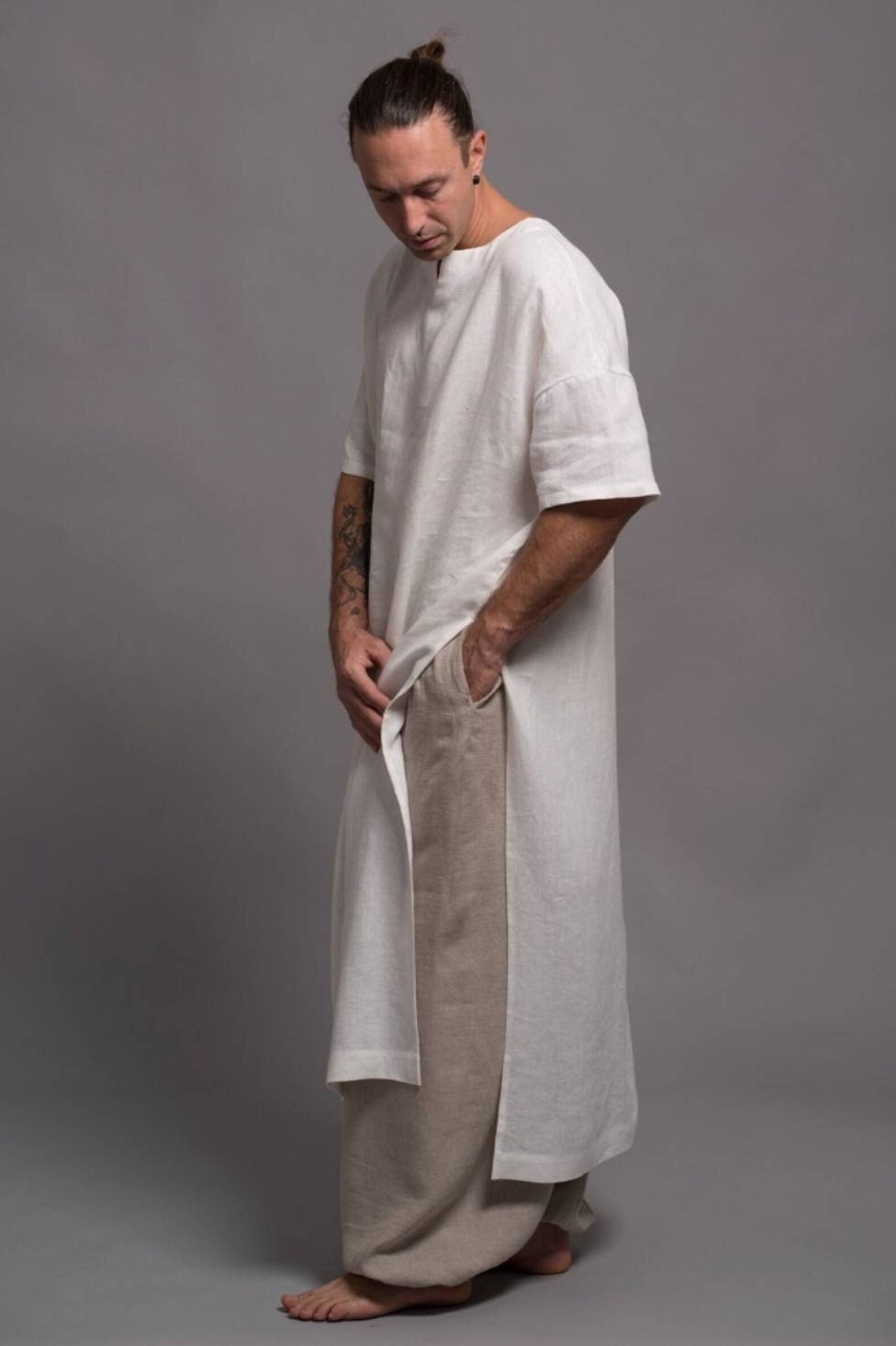 Linen Caftan With Hoodhooded Caftanhoodie Caftanlinen - Etsy