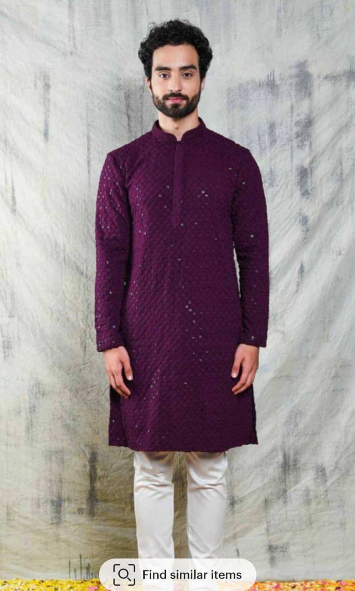 Mens Kurta100% Georgette Parpal Color Kurta/ Mens Kurta - Etsy
