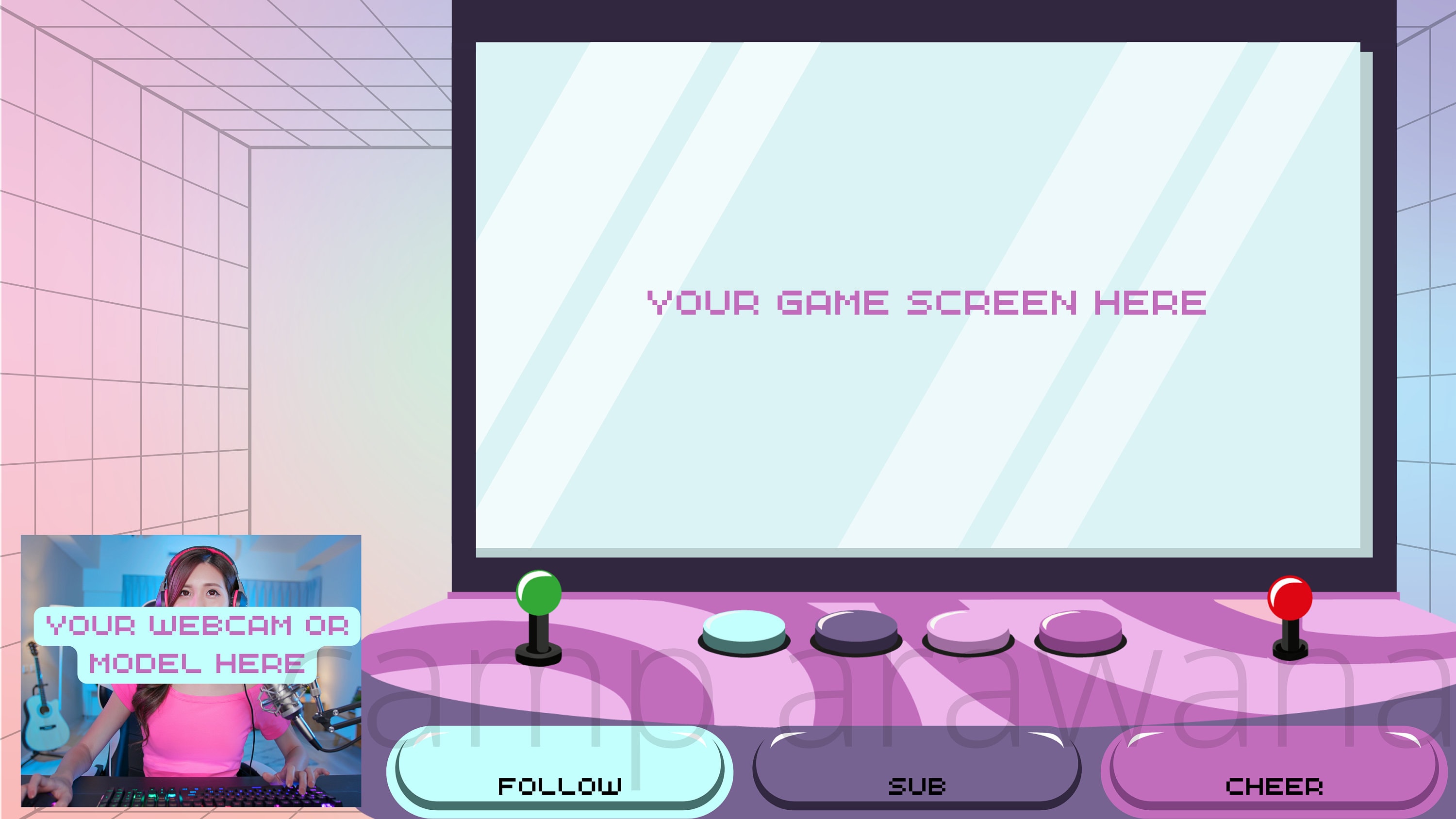 90s Pastel Retro Arcade Overlays for Twitch - Ready to Use 6 Pack ...