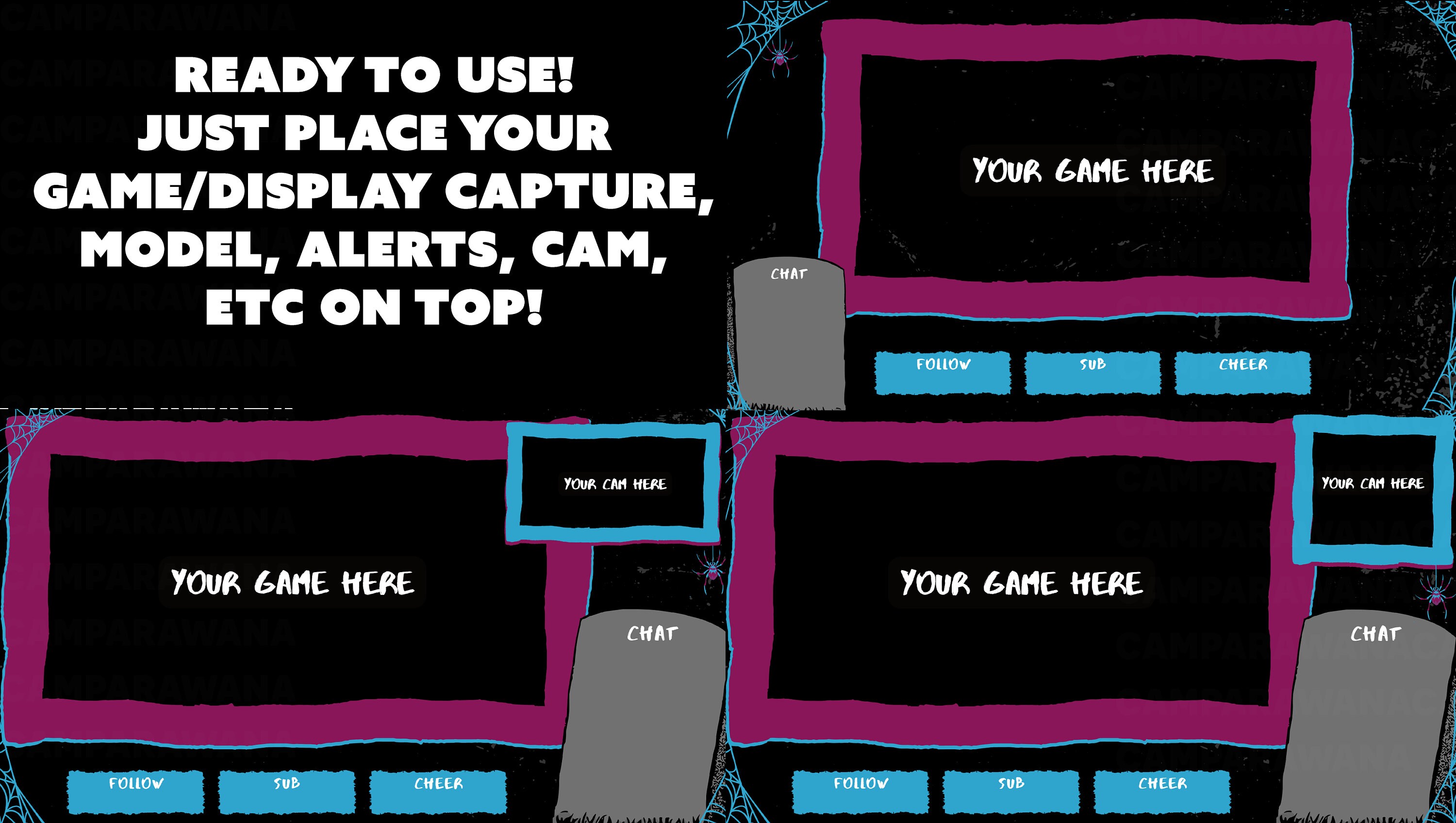 Retro Purple/magenta Blue Horror Inspired Overlays - Ready to Use ...