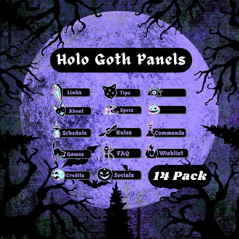Holo Goth Panels Ready to Use and Bonus Blank Perfect for Twitch ...