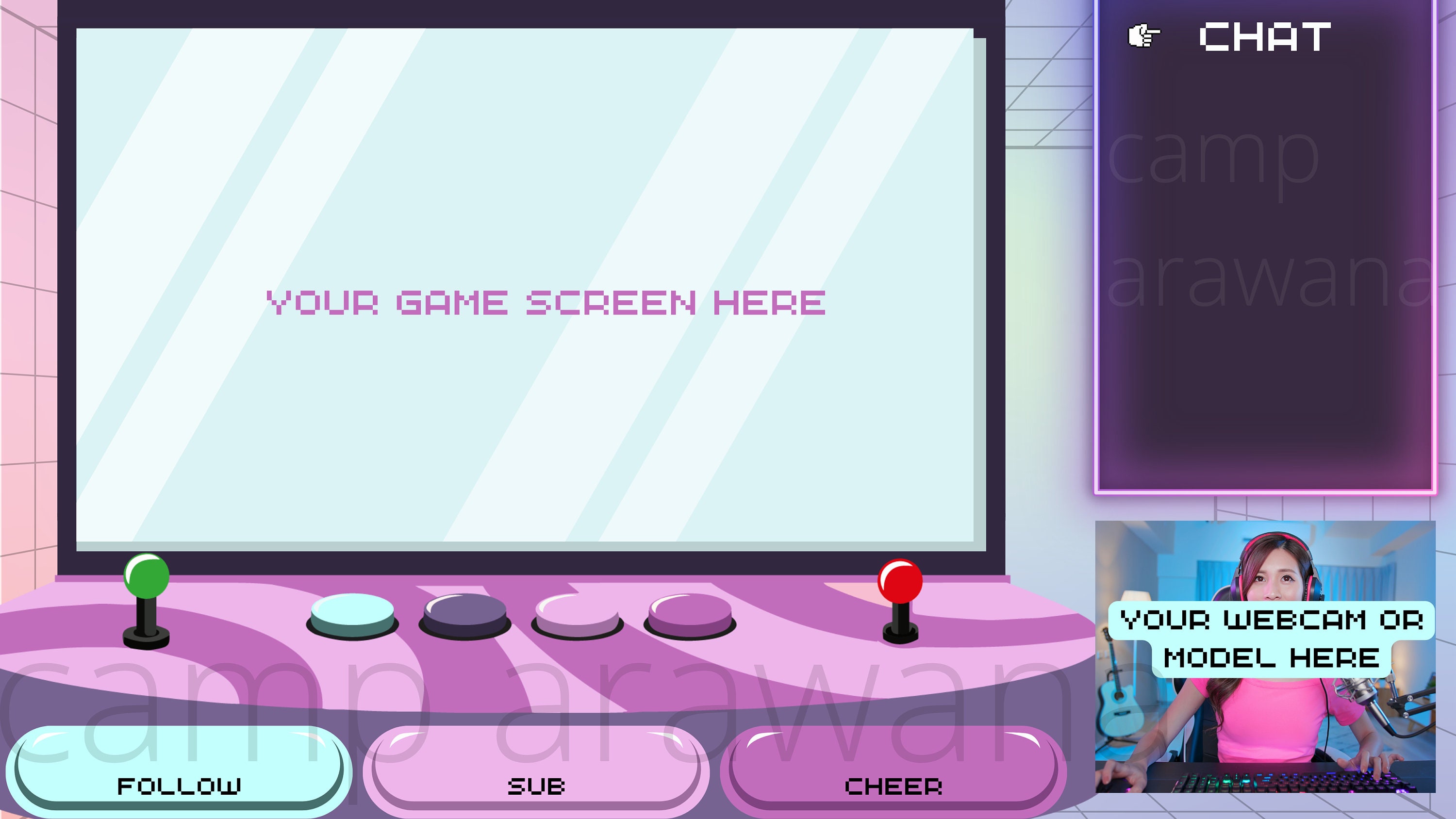 90s Pastel Retro Arcade Overlays for Twitch - Ready to Use 6 Pack ...
