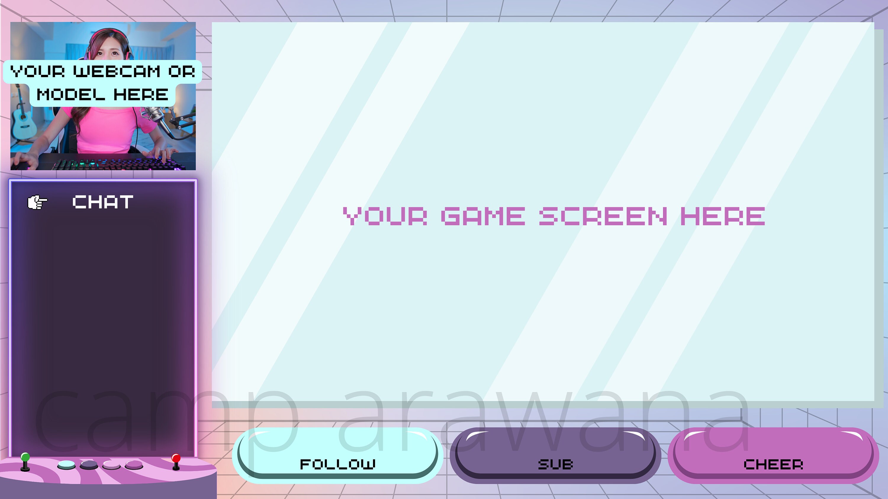 90s Pastel Retro Arcade Overlays for Twitch - Ready to Use 6 Pack ...