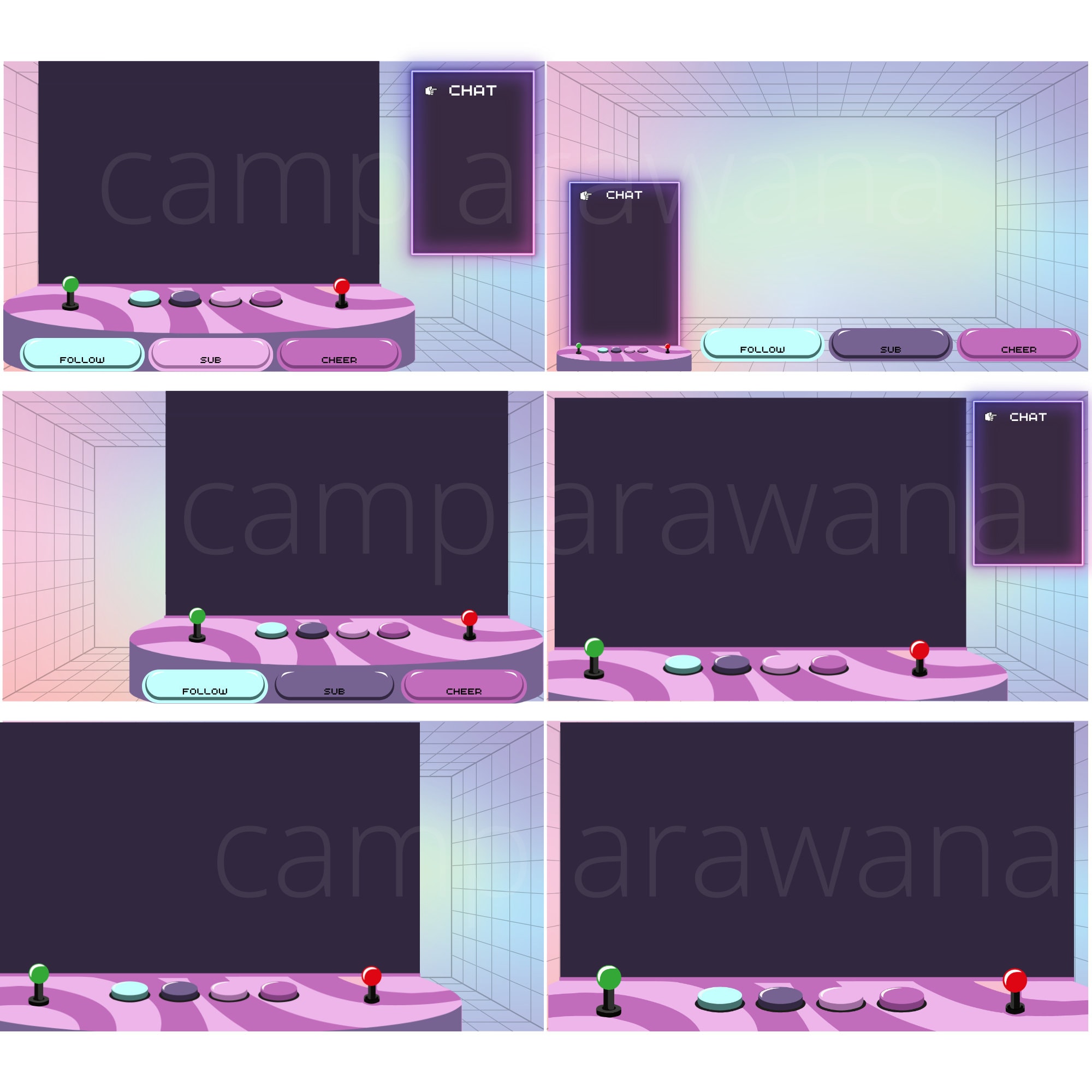 90s Pastel Retro Arcade Overlays for Twitch - Ready to Use 6 Pack ...