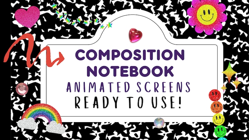 90s 00s Y2k ANIMATED Composition Notebook Screens for Twitch Starting ...