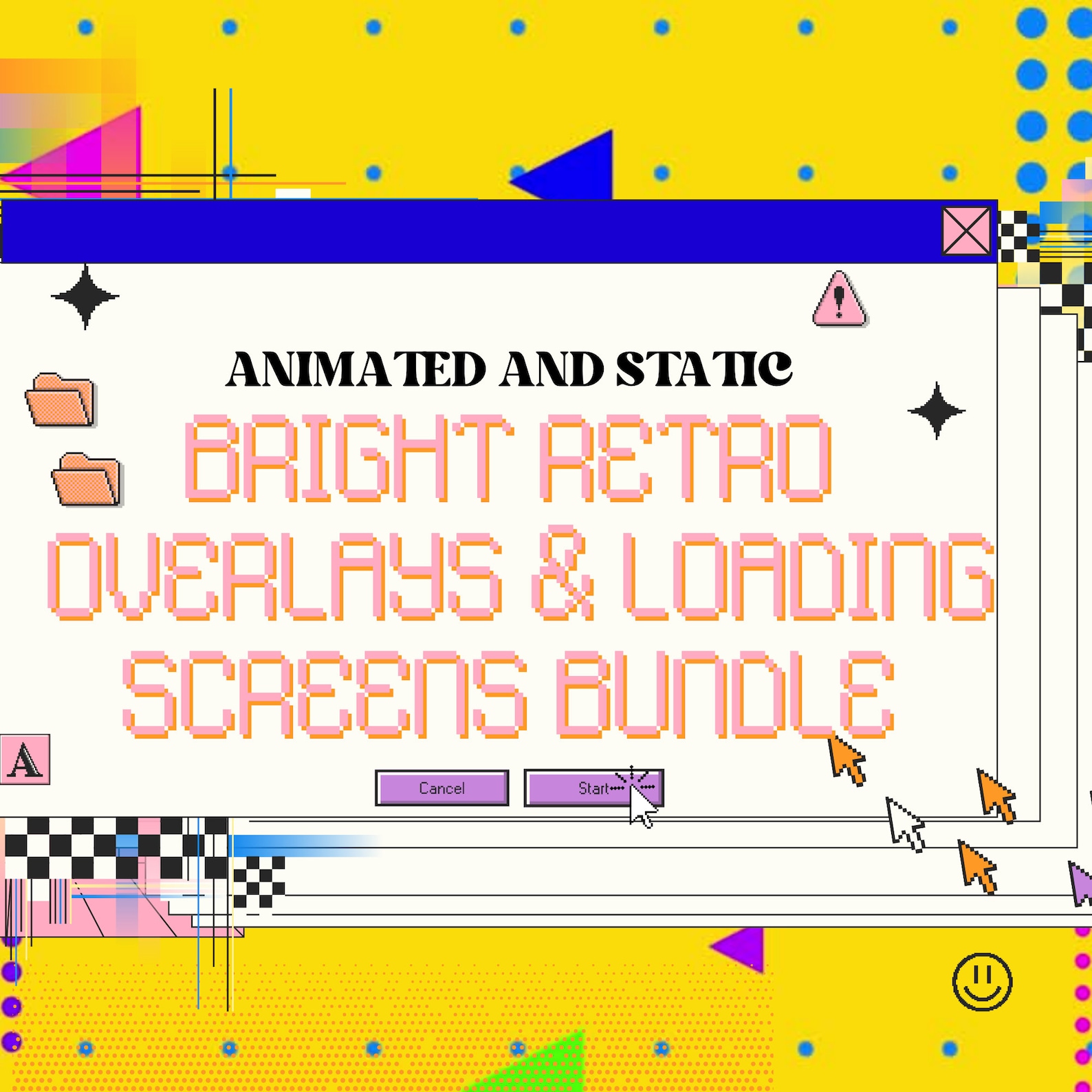 Bright Retro ANIMATED Screens + Overlay BUNDLE for Twitch - Animated ...