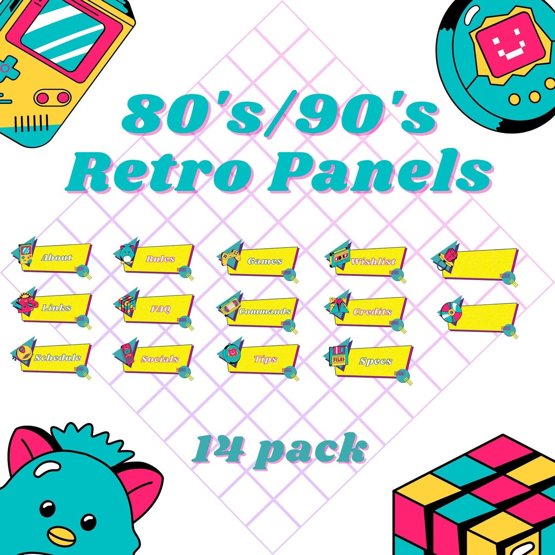 Retro 80s 90s Inspired Panels - Ready to Use Versions and Bonus Blanks ...