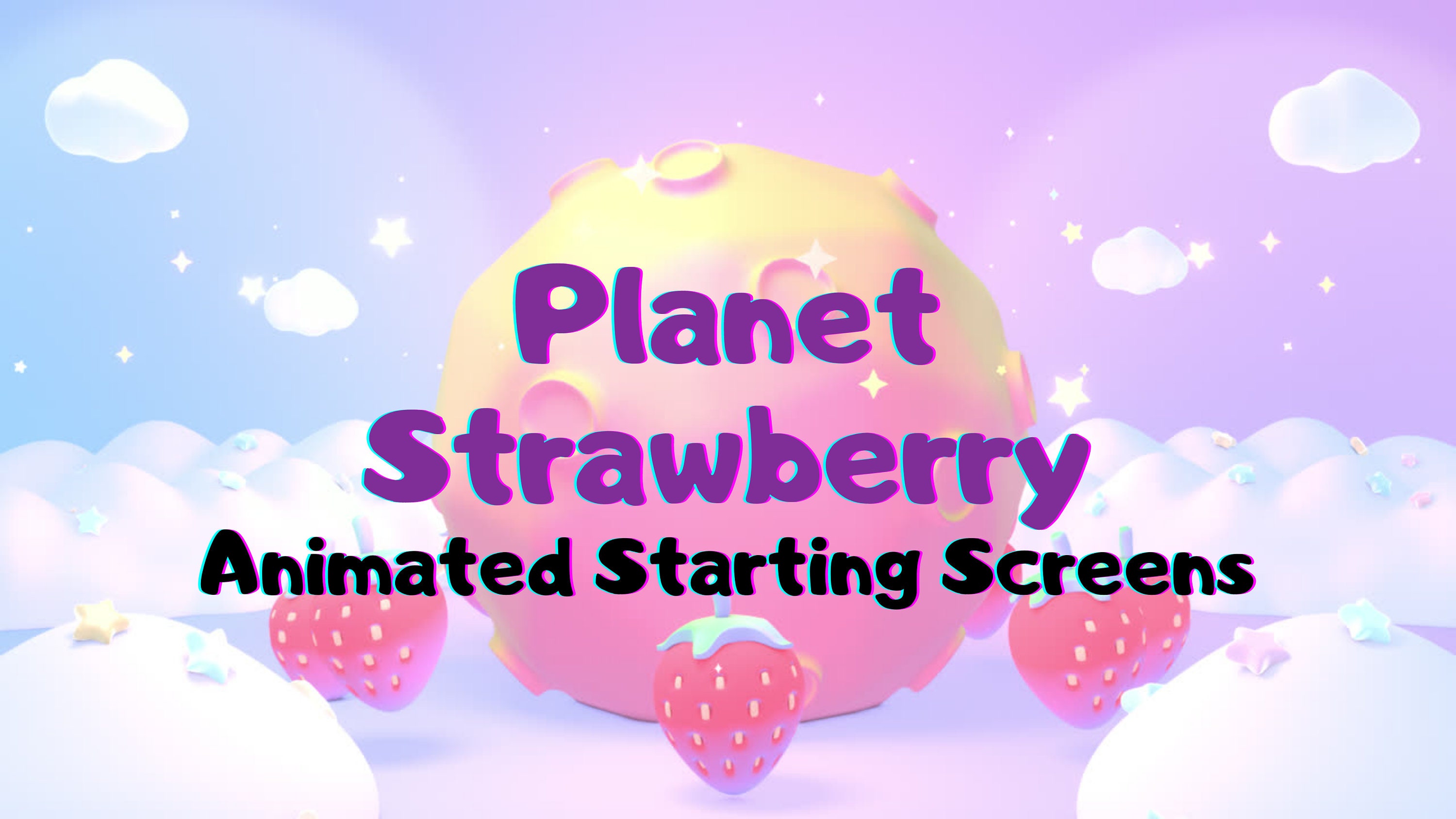 Strawberry Planet ANIMATED Kawaii Screens for Twitch Starting Soon, Brb ...
