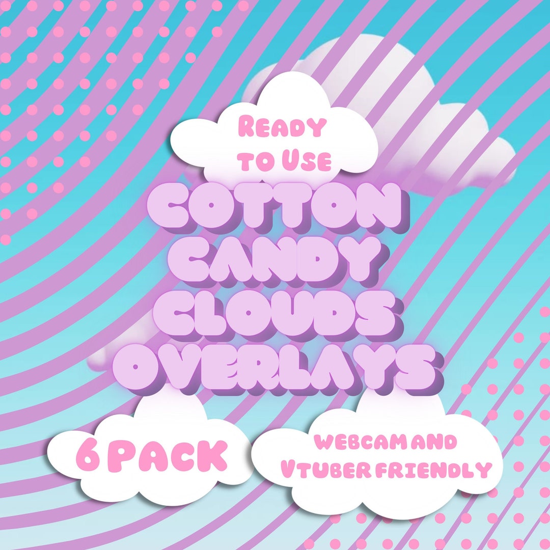 Cotton Candy Cloud Overlays 6 Pack Ready to Use Webcam and Vtuber ...