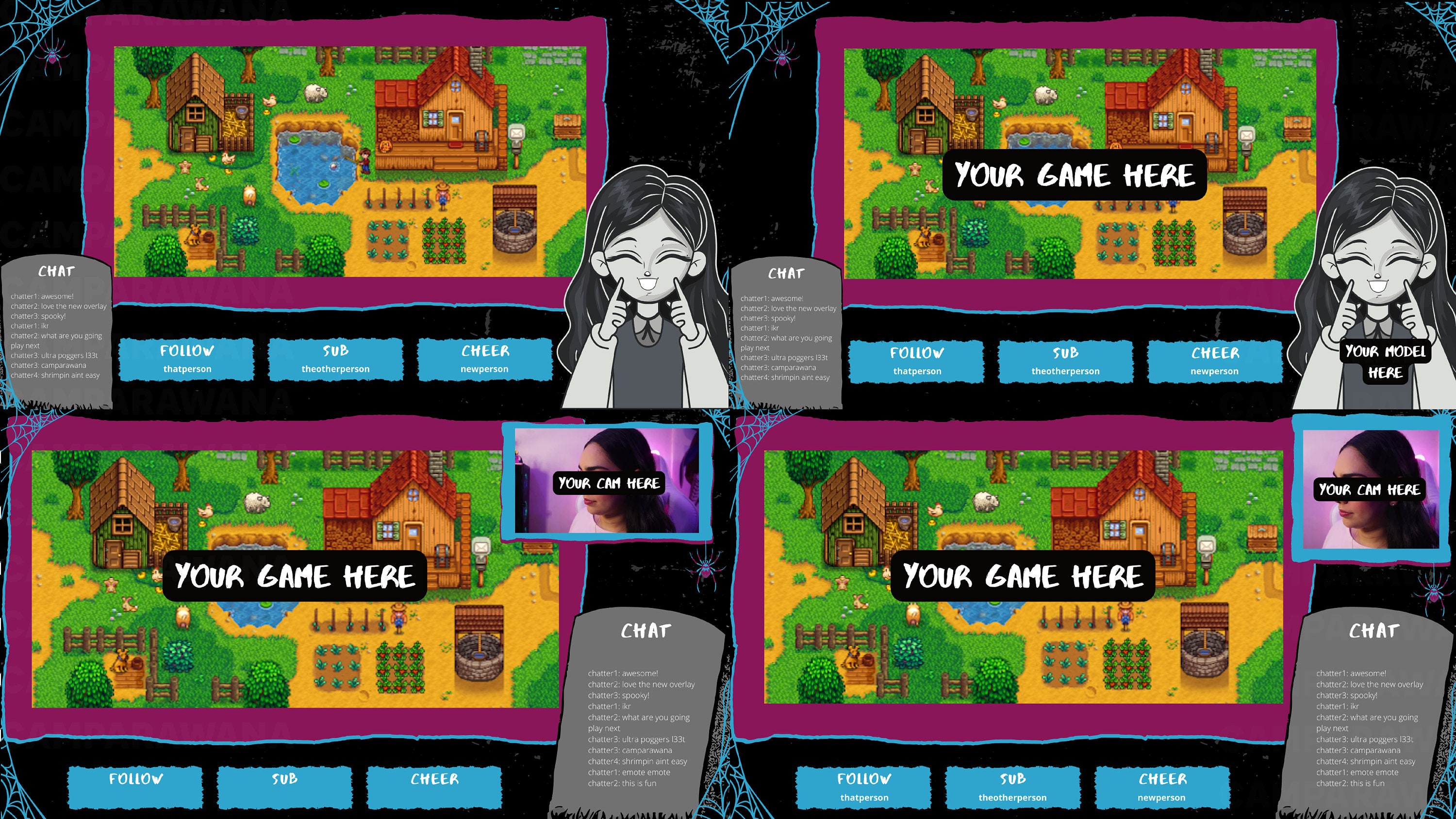 Retro Purple/magenta Blue Horror Inspired Overlays Ready to Use Webcam ...