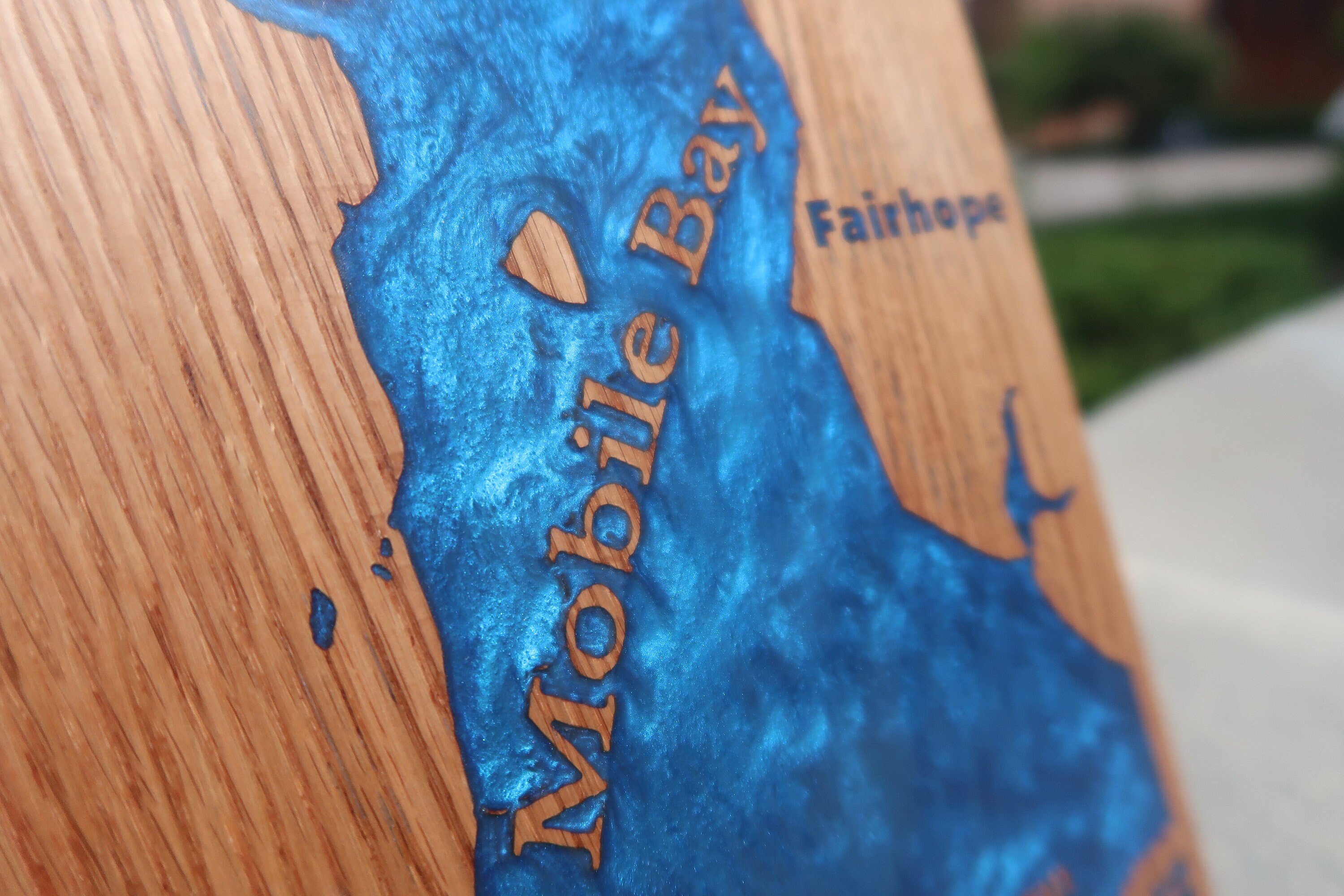 Mobile Bay, Alabama Map | Wood and Epoxy/resin Sign | Handmade | Beach ...