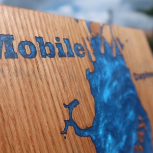 Mobile Bay, Alabama Map | Wood and Epoxy/resin Sign | Handmade | Beach ...