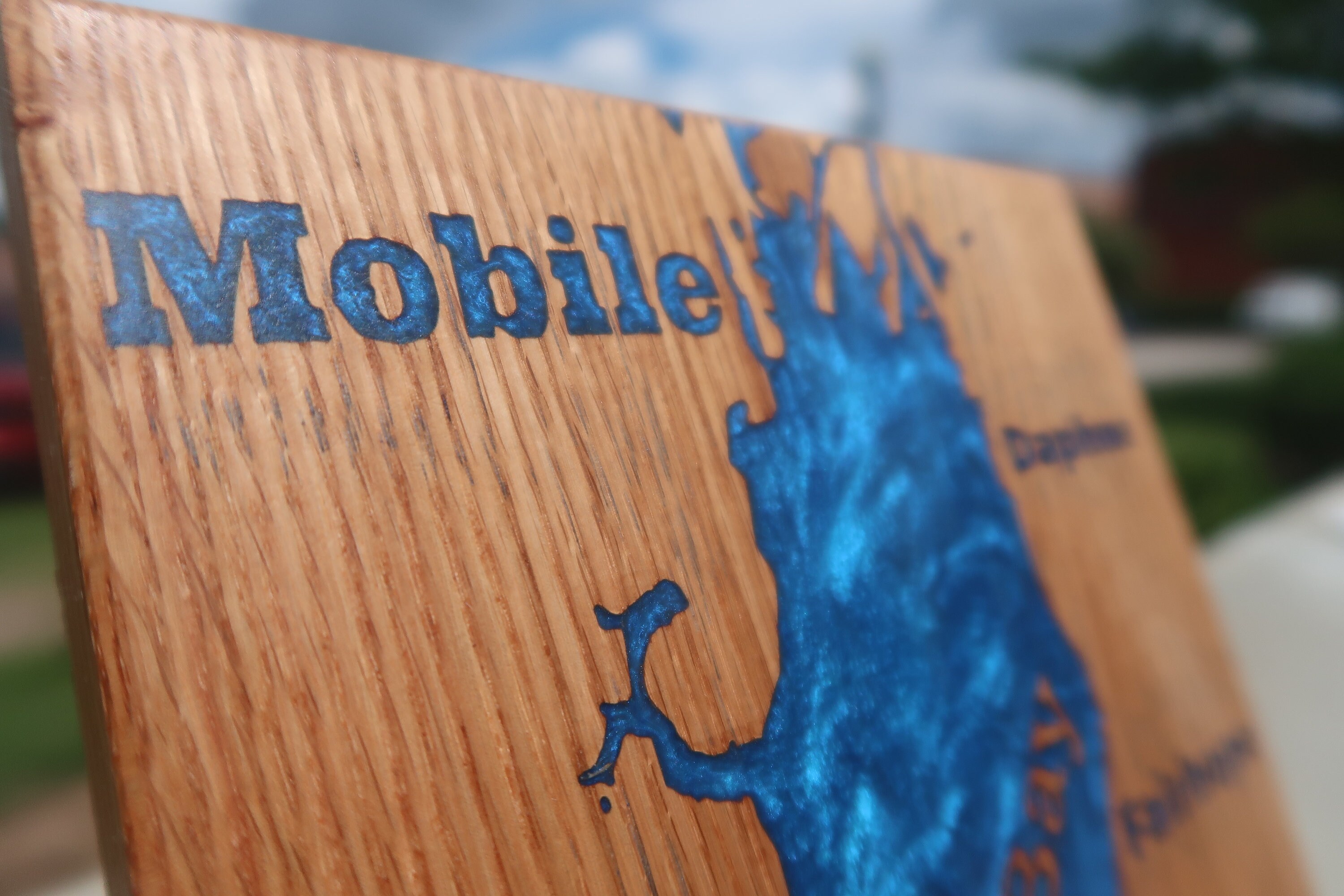 Mobile Bay, Alabama Map | Wood and Epoxy/resin Sign | Handmade | Beach ...