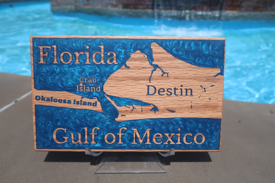 Destin, Florida Map | Wood and Epoxy/resin Sign | Handmade | Beach Home ...