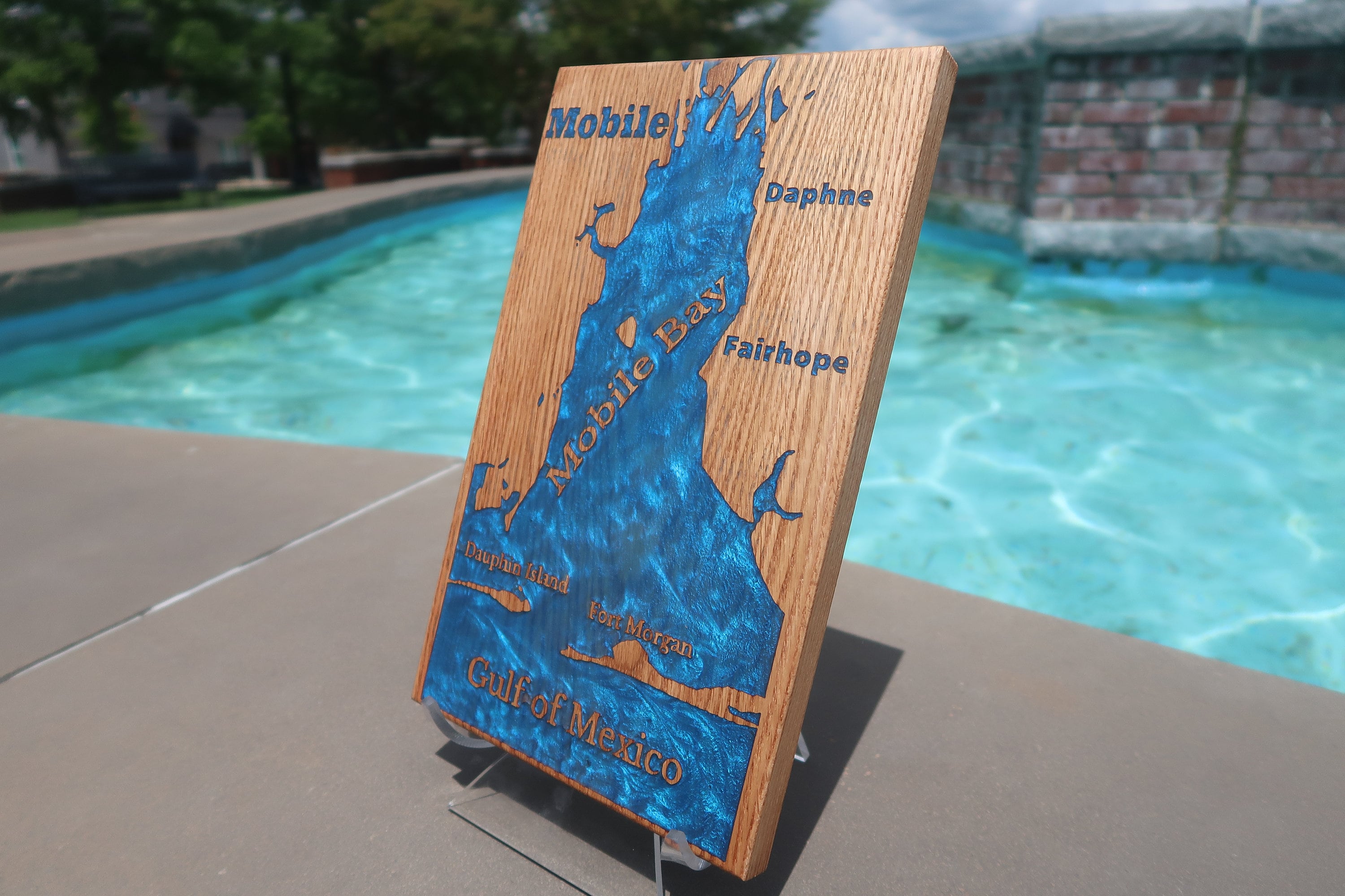 Mobile Bay, Alabama Map | Wood and Epoxy/resin Sign | Handmade | Beach ...