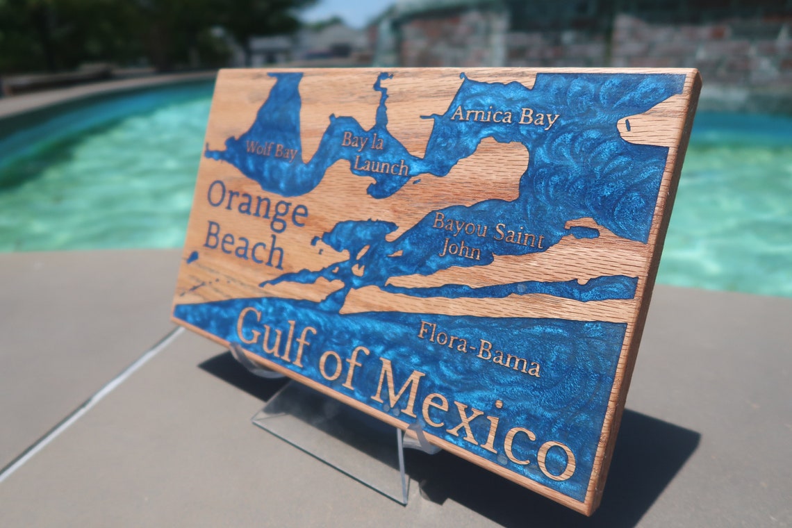 Orange Beach Alabama Map Wood and Epoxy/resin Sign - Etsy