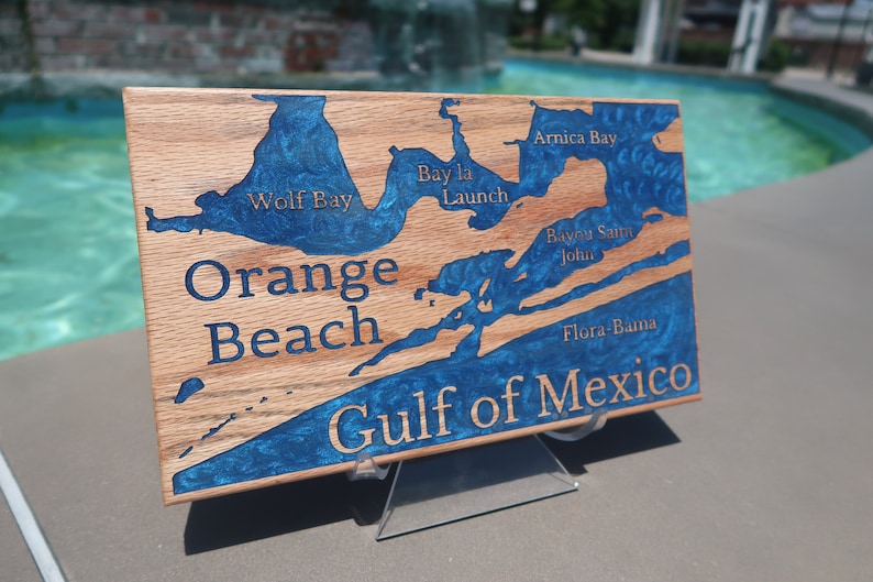 Orange Beach Alabama Map Wood and Epoxy/resin Sign - Etsy