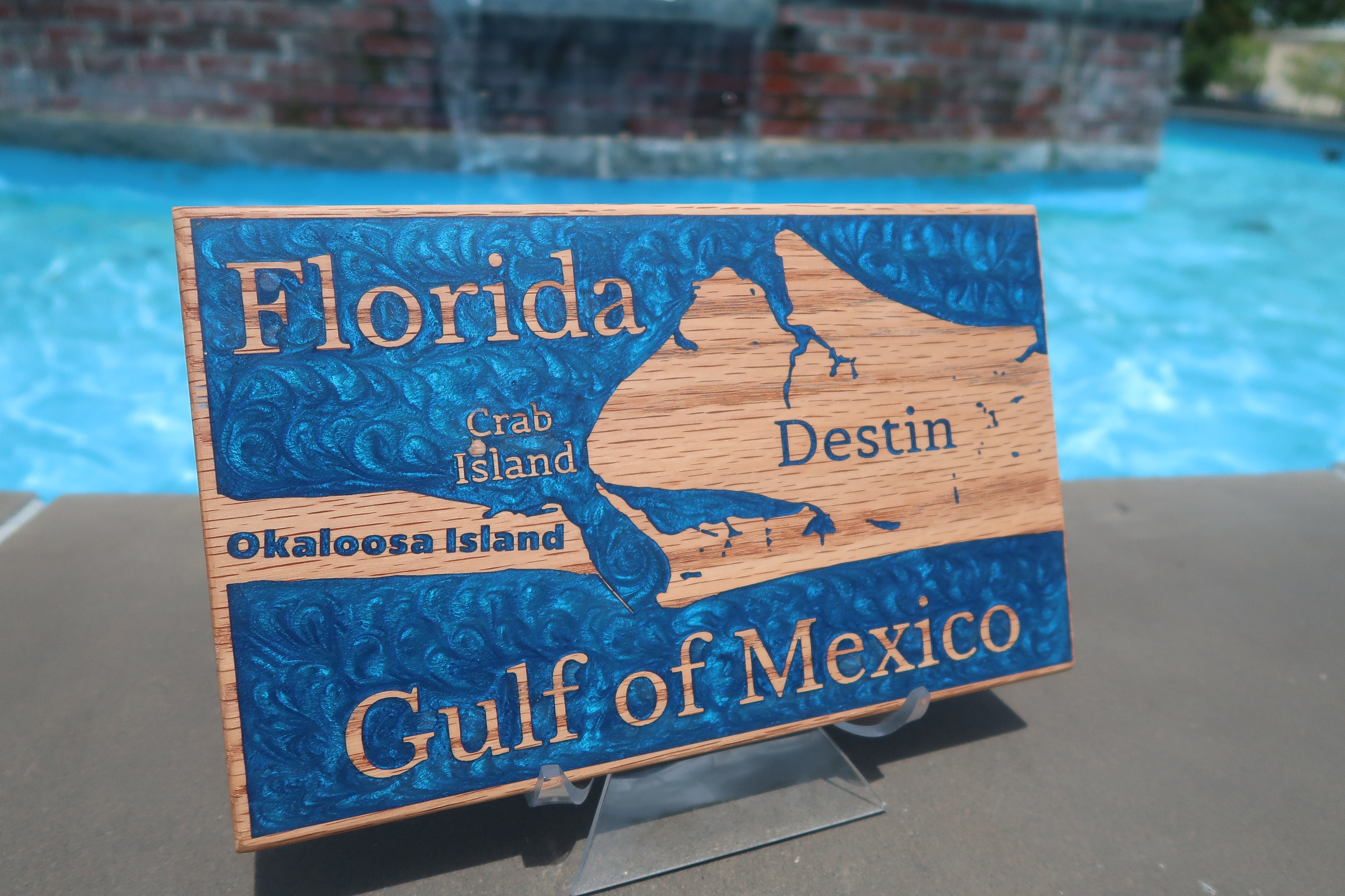 Destin, Florida Map | Wood and Epoxy/resin Sign | Handmade | Beach Home ...