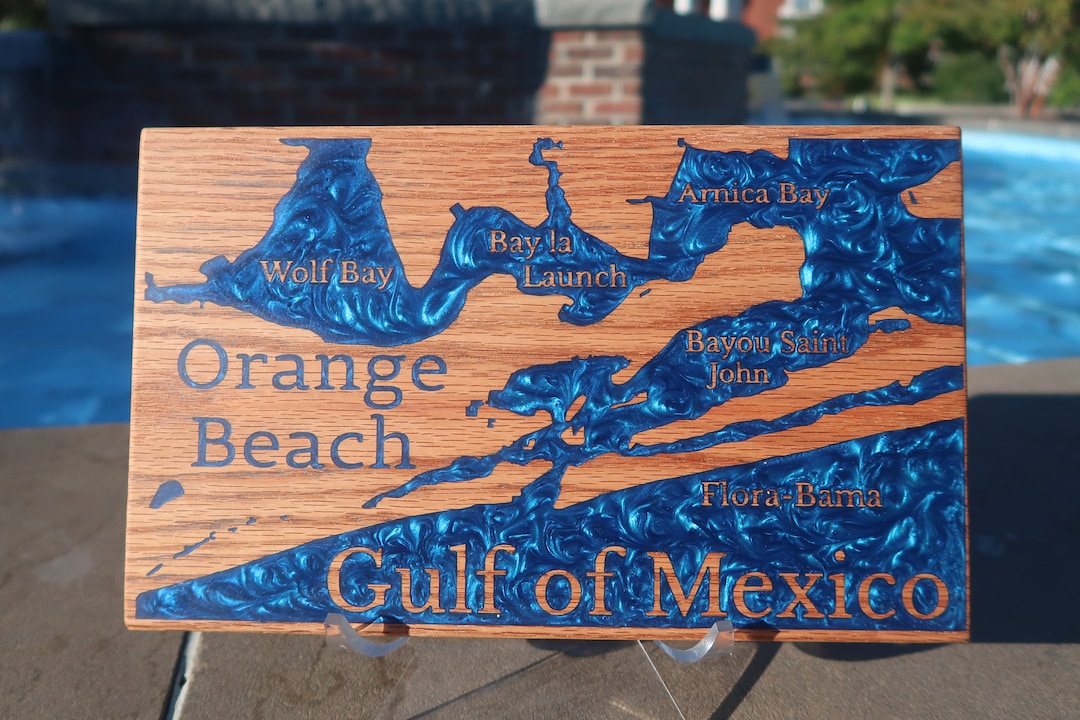 Orange Beach, Alabama Map | Wood and Epoxy/resin Sign | Handmade ...