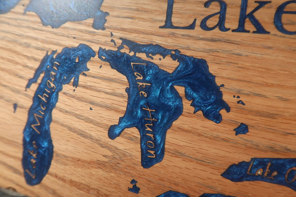 The Great Lakes Map | Wood and Epoxy/resin Sign | Handmade | Home Decor ...