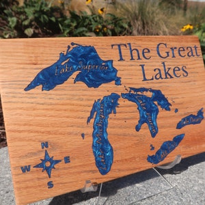 The Great Lakes Map | Wood and Epoxy/resin Sign | Handmade | Home Decor ...