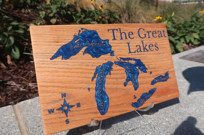 The Great Lakes Map | Wood and Epoxy/resin Sign | Handmade | Home Decor ...