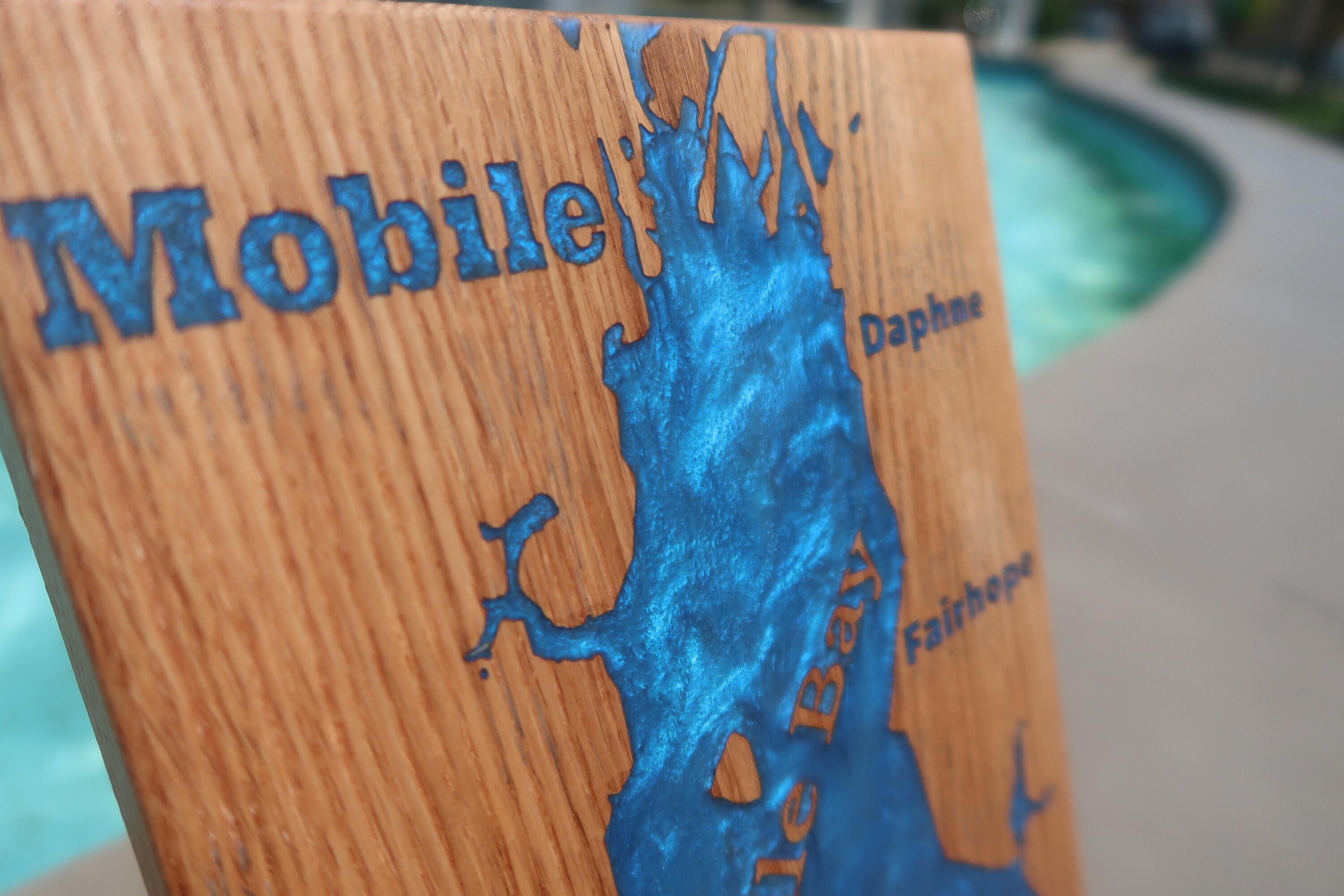 Mobile Bay, Alabama Map | Wood and Epoxy/resin Sign | Handmade | Beach ...