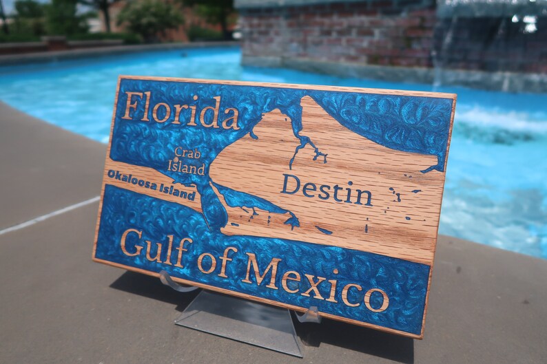Destin, Florida Map | Wood and Epoxy/resin Sign | Handmade | Beach Home ...