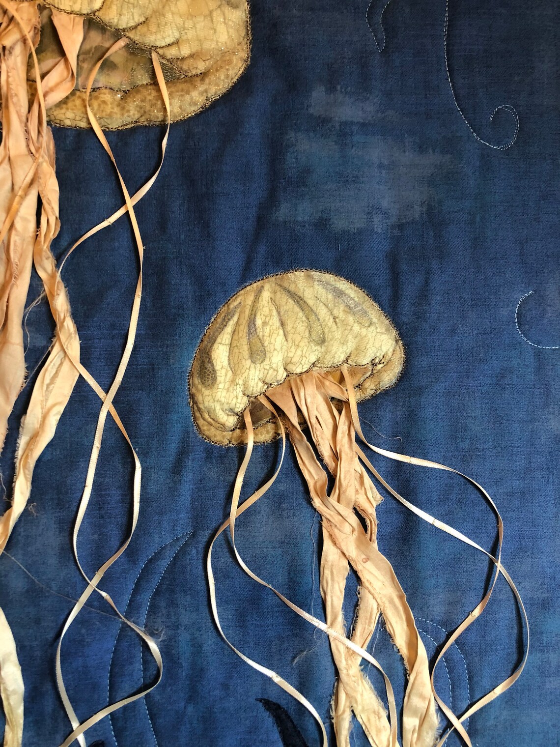 Textile Art Quilt of Jellyfish, Ocean Sea Creatures Wall Hanging - Etsy
