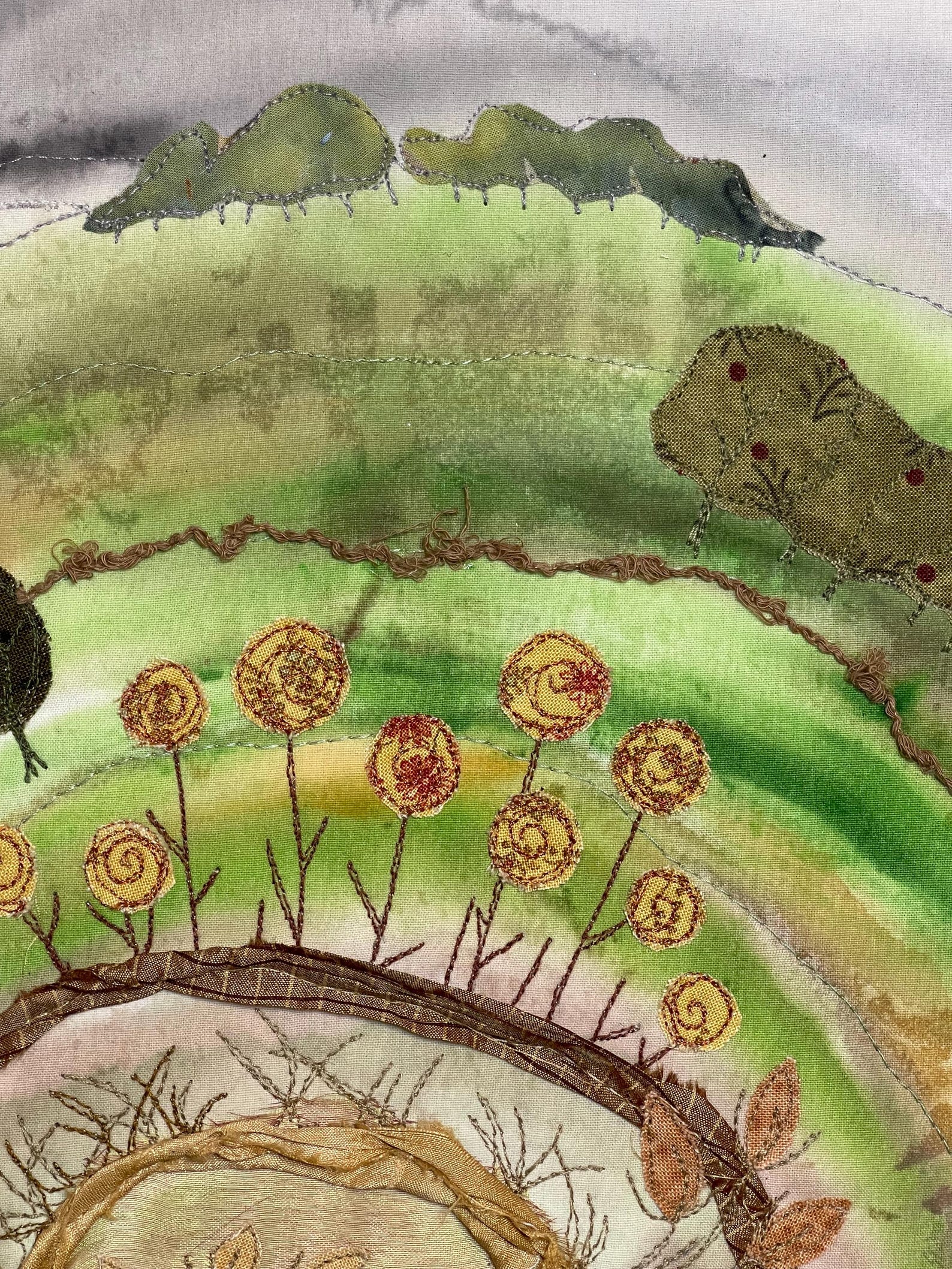 Unique Spiral Landscape, Circular Wild Meadow Textile Art - Etsy