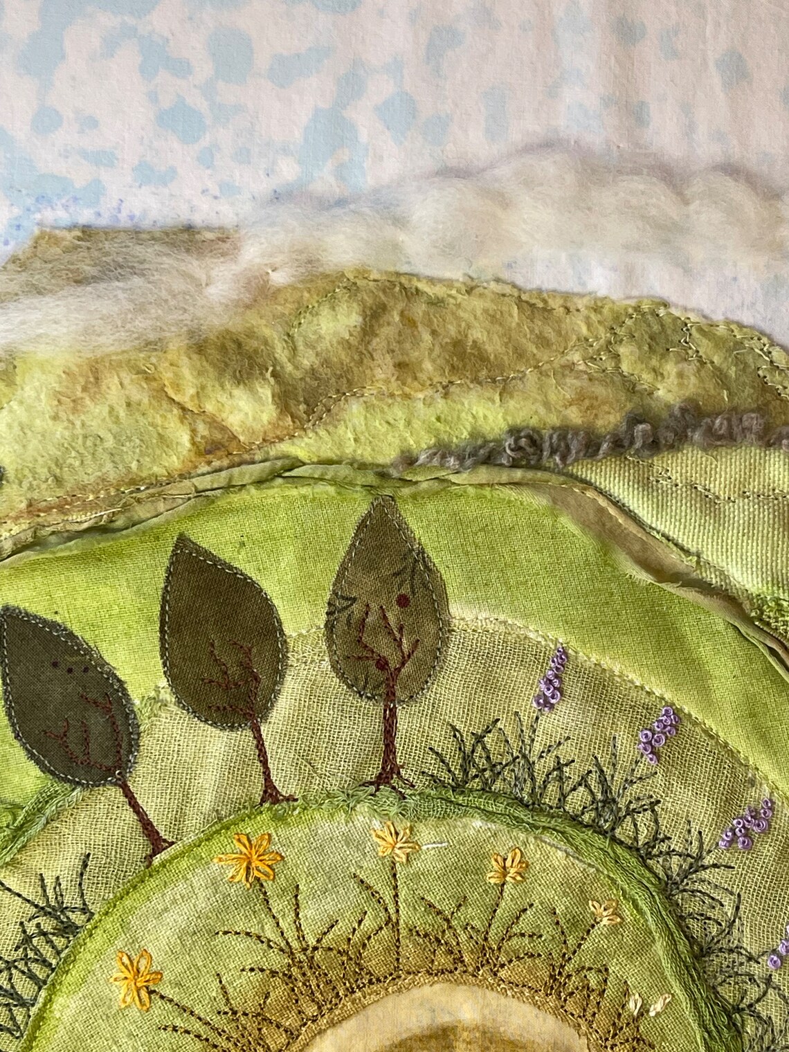 Unique Spiral Landscape, Circular Wild Meadow Textile Art - Etsy